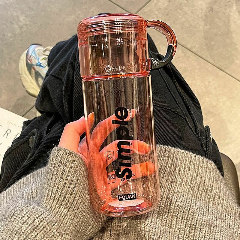 Высококачественная новая простая чашка с крышкой, стакан для воды, переносная пластиковая чашка для студентов, спортивная с крышкой и весами, которую можно носить с собой