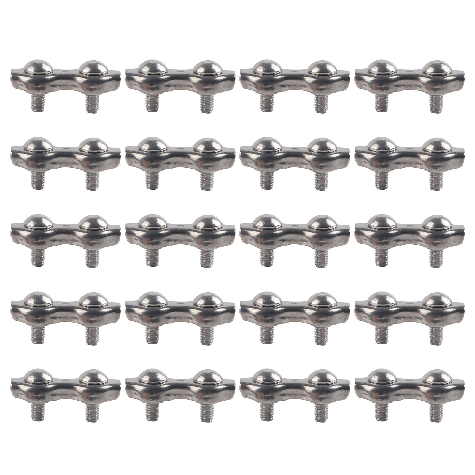 Зажимы для стальных тросов, кабельные зажимы из нержавеющей стали, простой зажимной штангенциркуль, двойное фиксирующее устройство, 20 шт, размер M2