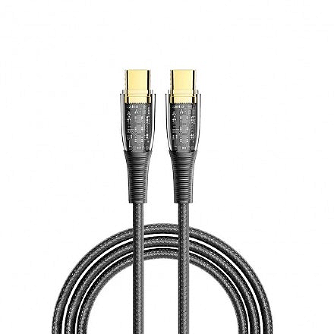 Кабель KS-is, USB-C, PD, 100W, с прозрачными коннекторами, 1,8 м, черный