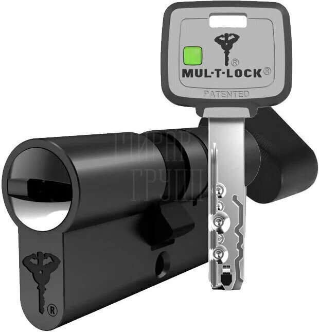 Цилиндровый механизм ключ-вертушка Mul-T-Lock (Светофор) MTL800 90 mm (50+10+30) черный + флажок
