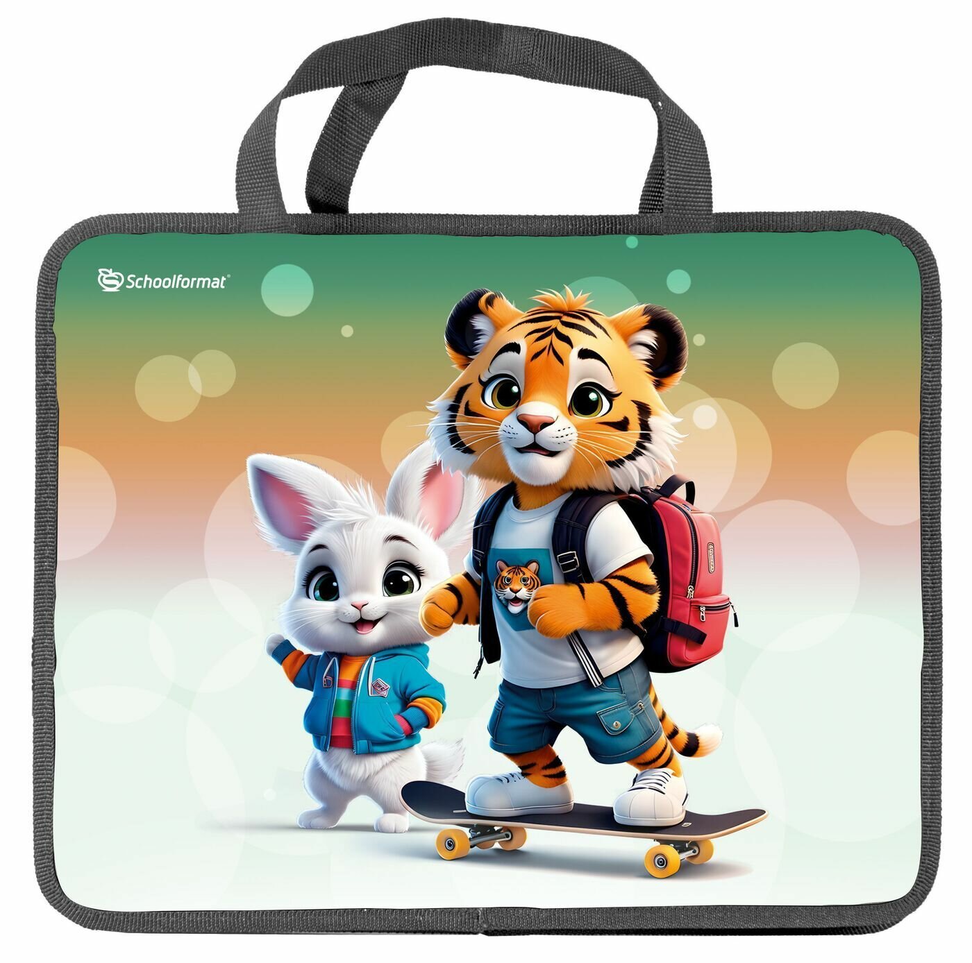 Папка для труда с 2 ручками А4 широкая Schoolformat яркие зверята разноцветная, пластик, полиэстер