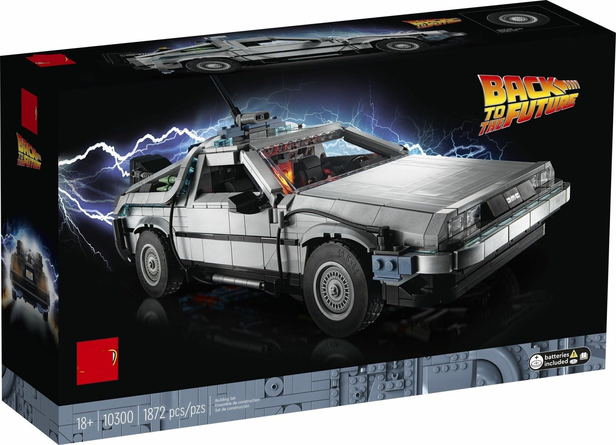 Конструктор Назад в будущее: Машина времени DeLorean, 10300, серия Back to the Future, 1872 детали, 2 минифигурки, 63006