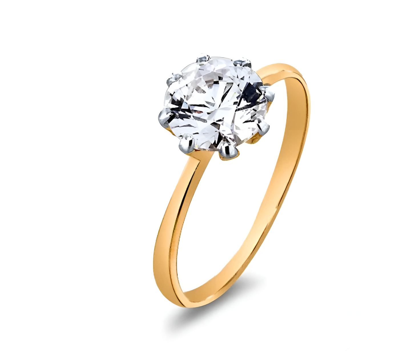 Кольцо помолвочное, красное золото, 585 проба, родирование, фианит