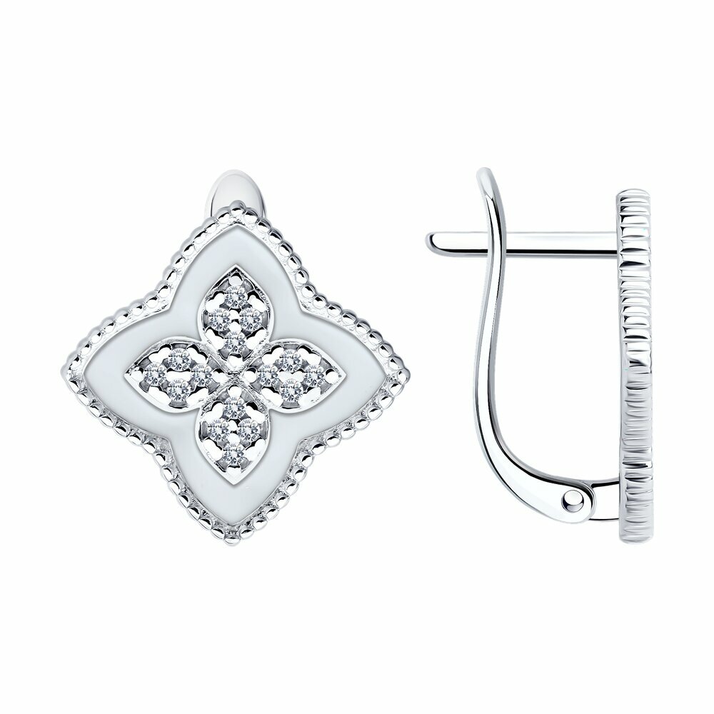 Серьги, серебро, 925 проба, родирование