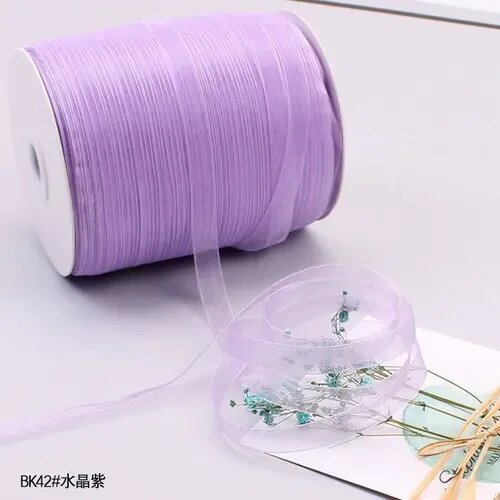 Лента органза сиреневая 10 мм, 10 м, Crystal purple