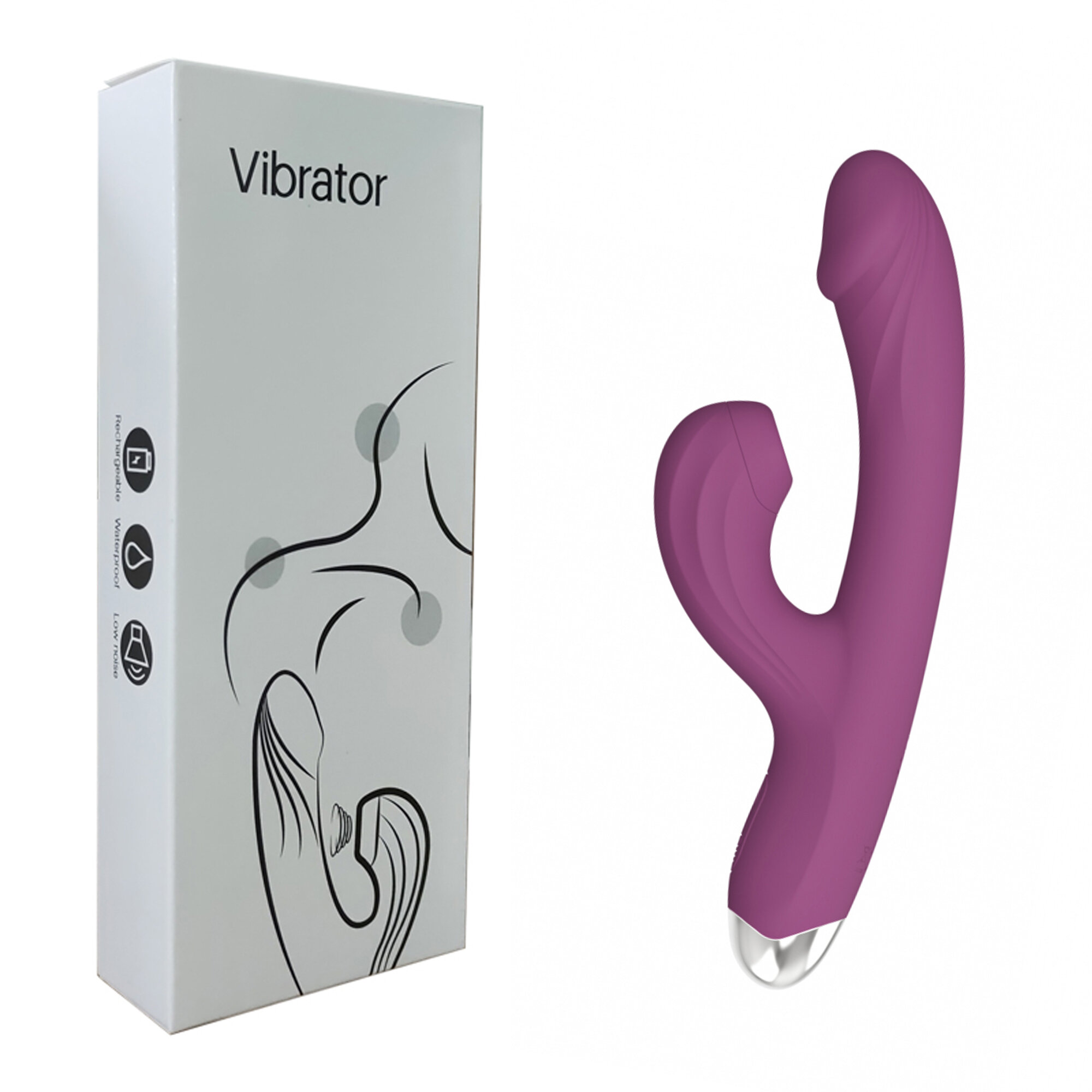 Вибратор-кролик с вакуумным клиторальным отростком Quick Sucking Vibrator, фиолетовый Secwell