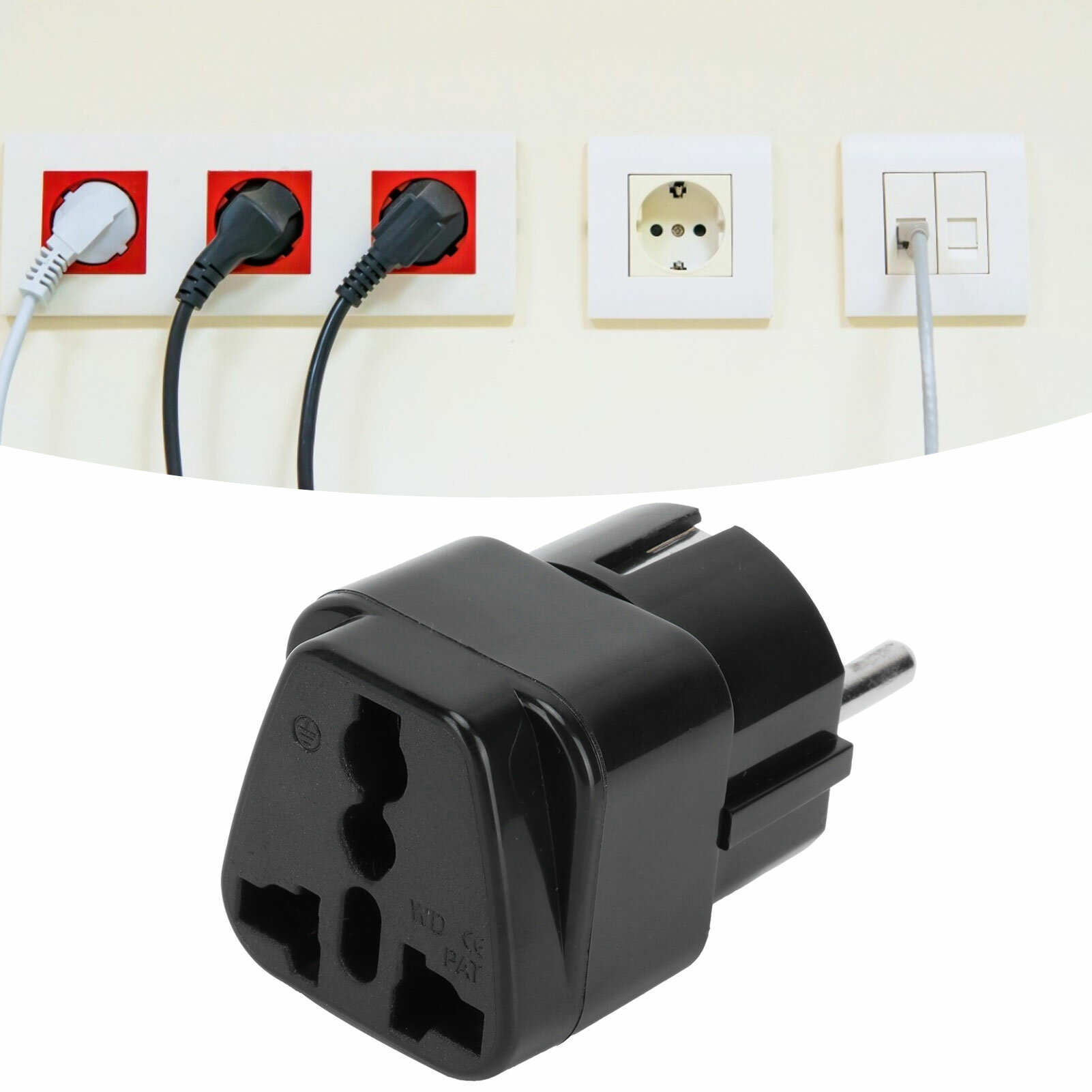 10A Power Converter Plug Europe Travel Adapter Conversion Socket — фото 1
