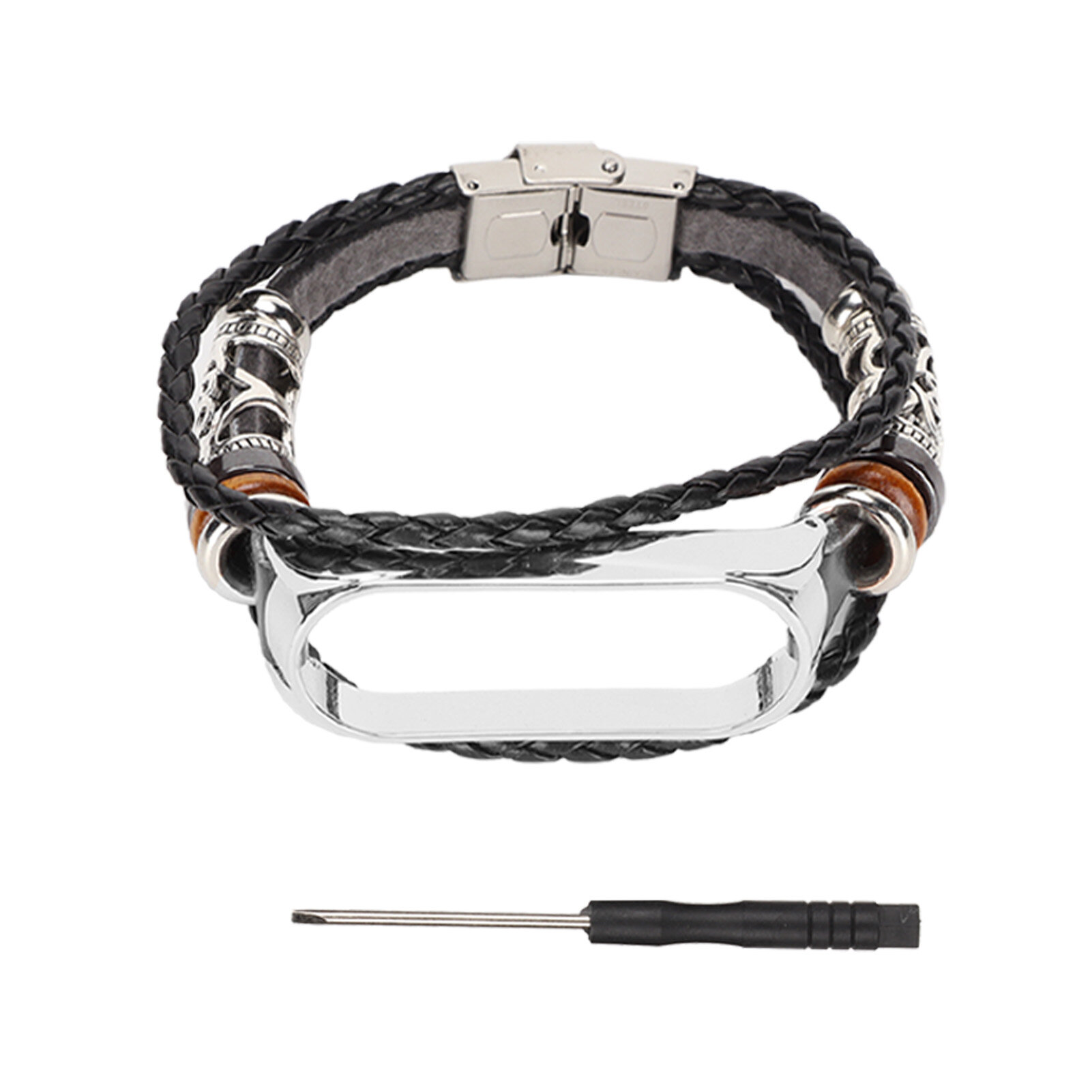 Кожаный ремешок, совместимый с браслетами xiaomi mi band 6, этнический стиль ретро -браслеты и серебро.