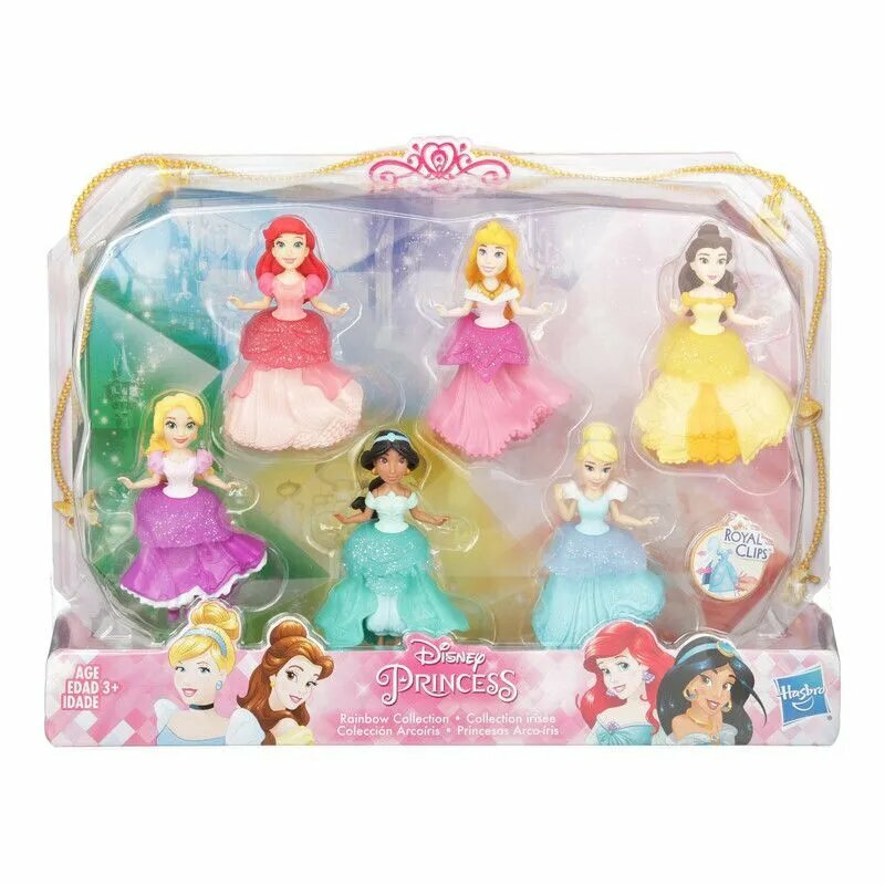 Коллекционные куклы Disney Princess, набор из 6 кукол с 6 королевскими клипсами, платья с одной клипсой/h