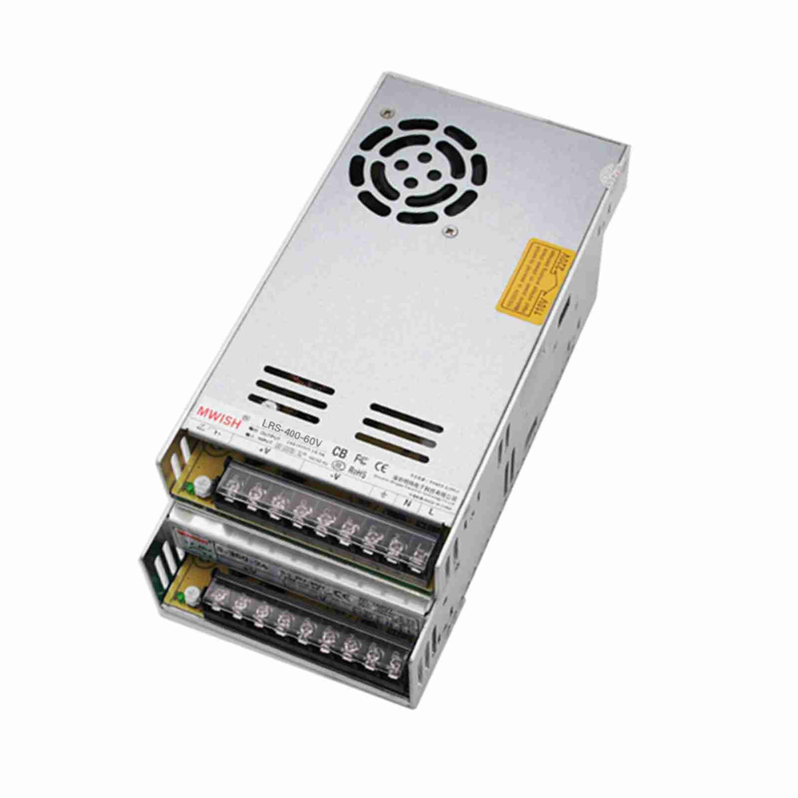 Блок питания постоянного тока 400 Вт 60 В S-400-60, одноканальный, 6,6 А, совместим с фрезерными станками, станками для вспенивания, гравировки, плазменной резки