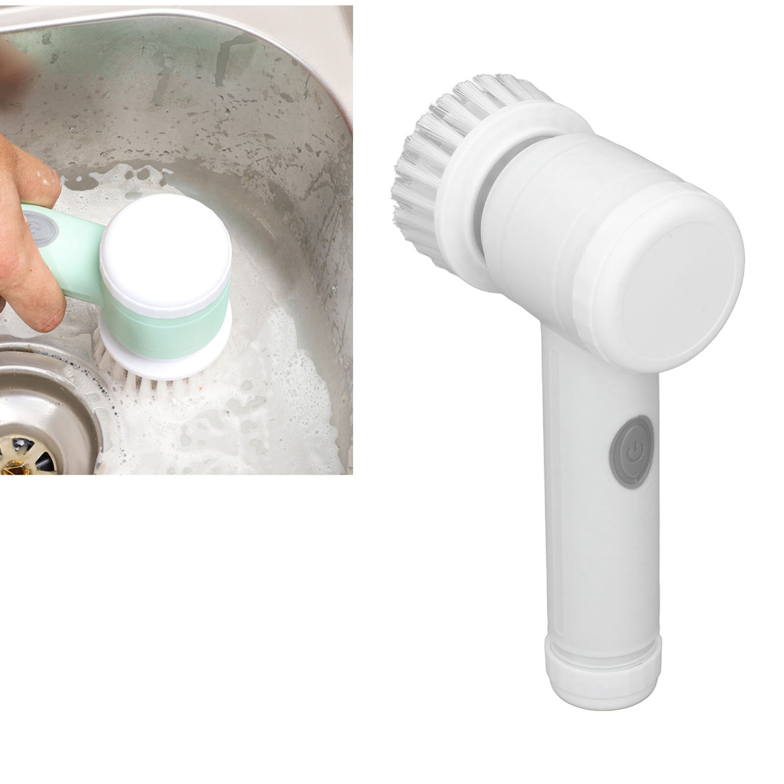 Электрический вращающийся скруббер Аккумуляторная электрическая щетка для чистки Беспроводная электрическая скруббер с 4 насадками для ванной комнаты Кухня Ванна Плитка Раковина Белый