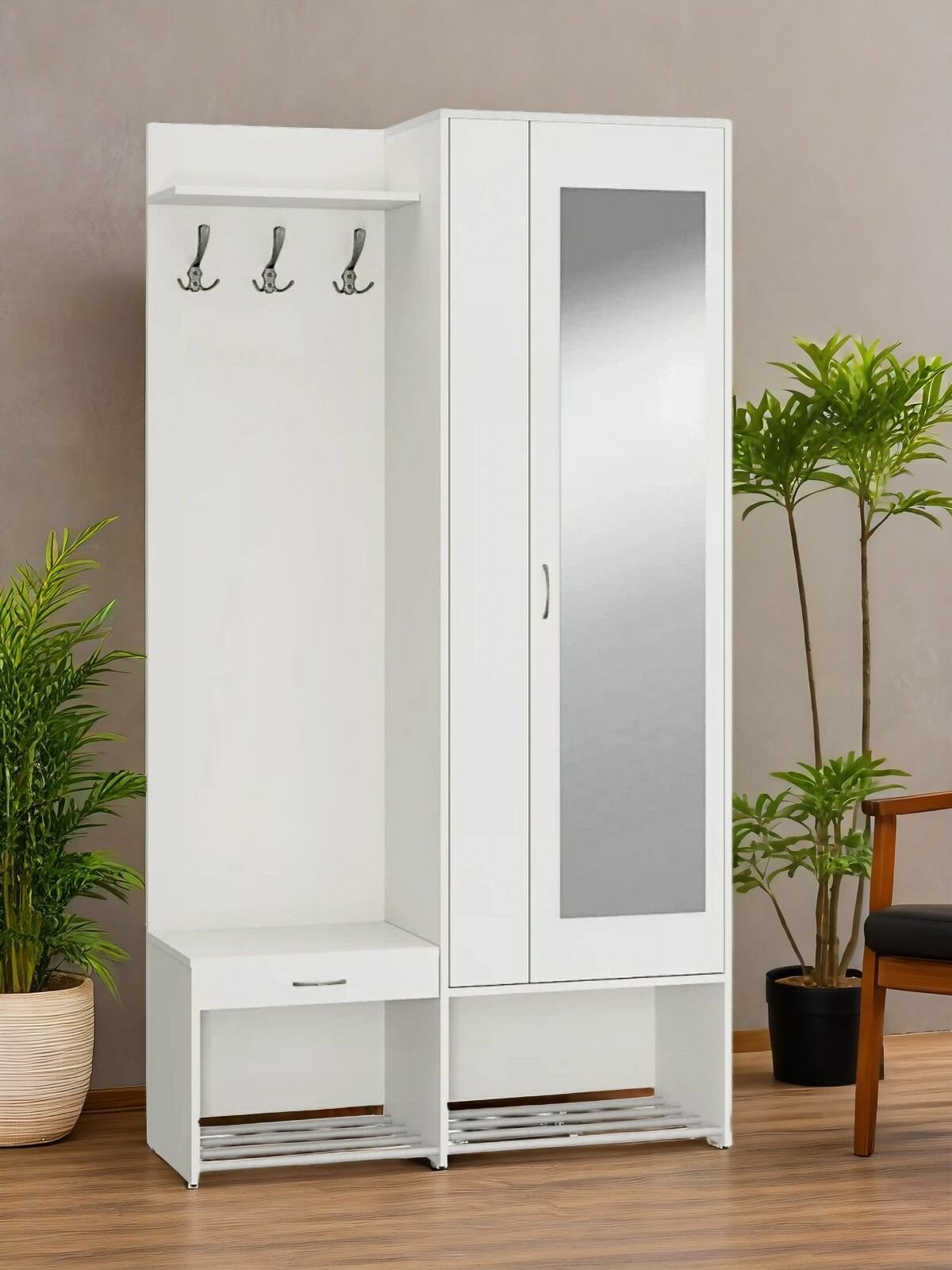 Прихожая с зеркалом Вита Лофт 4 Белый Шагрень