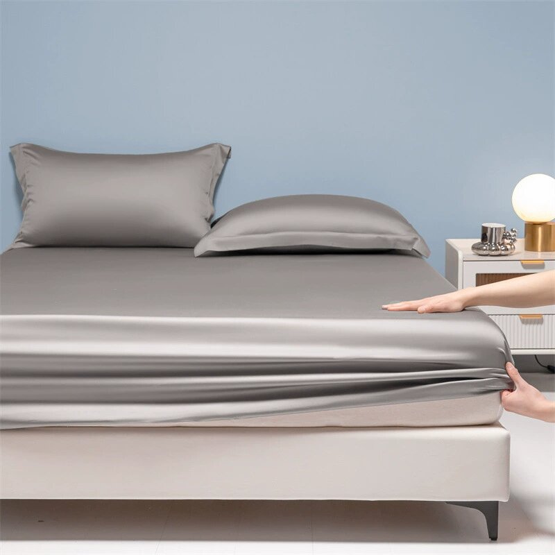 Атласная простыня Элегантная Русская Классика, 180х200 см, серая