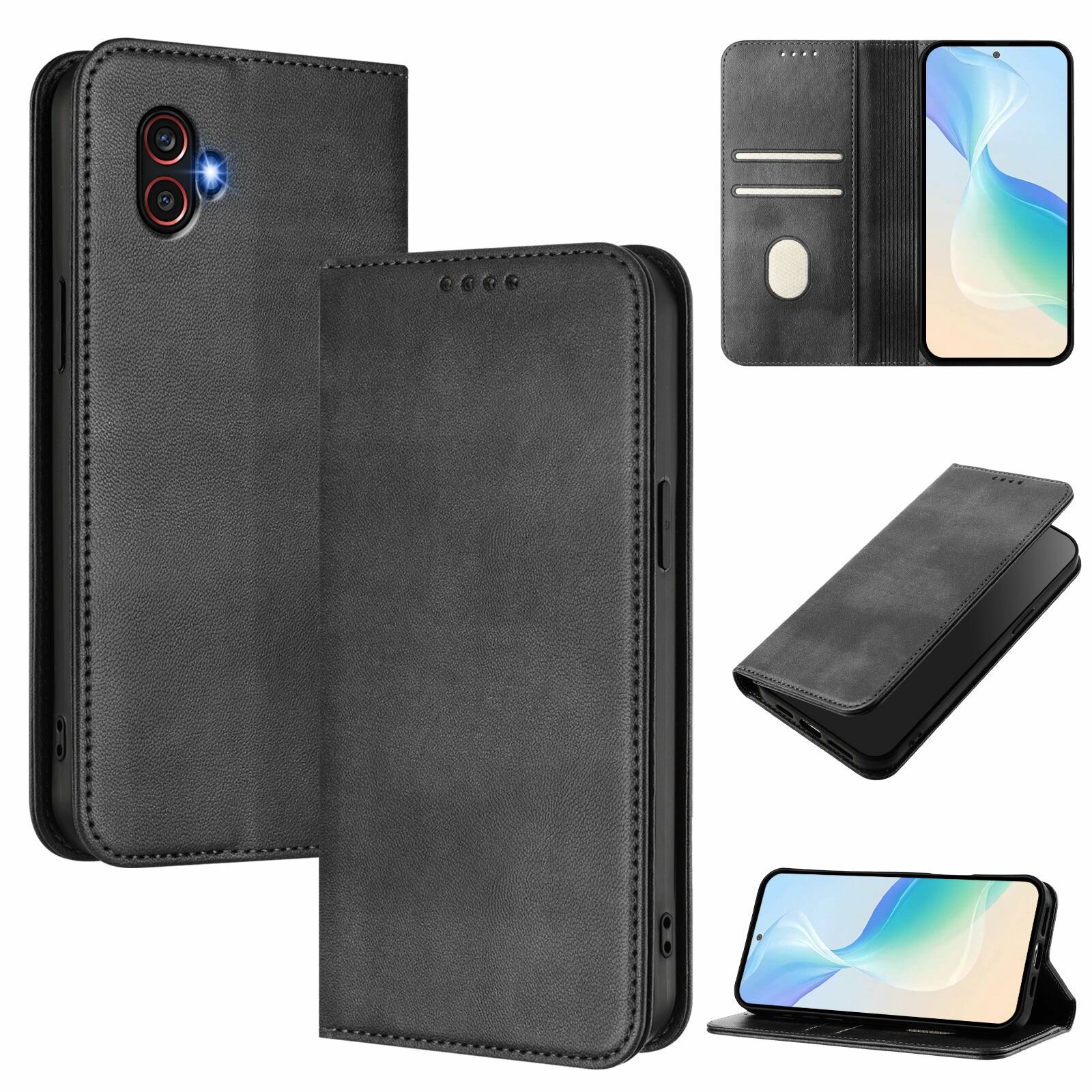 Кожаный чехол-книжка для Samsung Galaxy Xcover 6PRO/ Самсунг Галакси Xcover 6Про с отделениями для карт и кошельком, Функция блокировки RFID