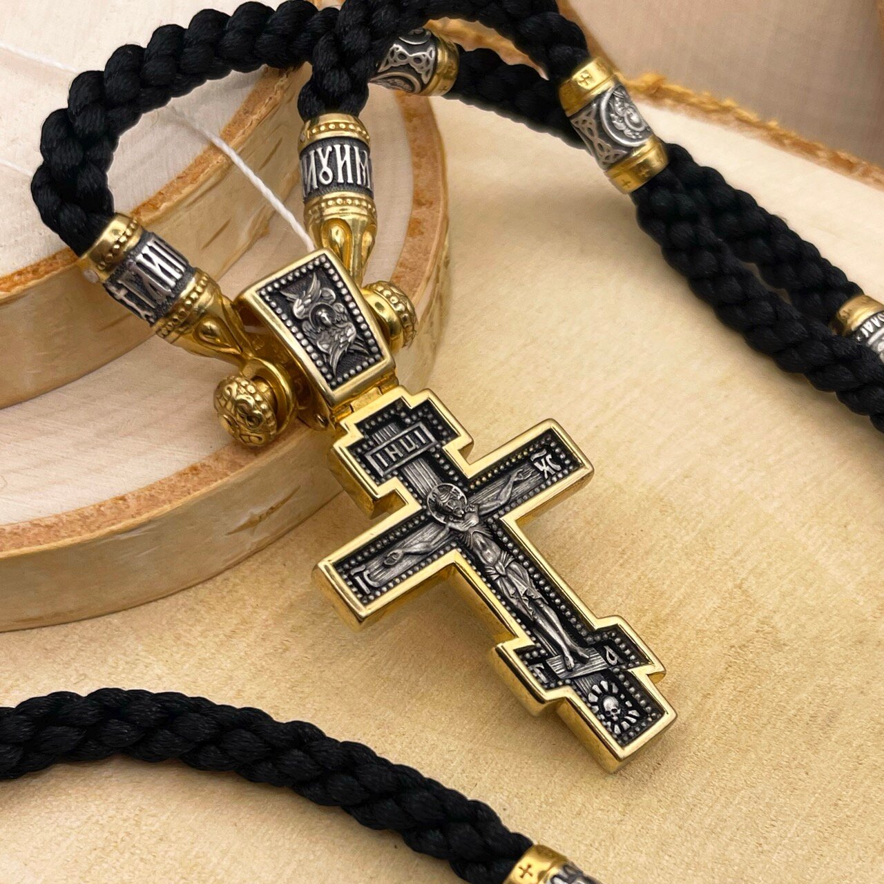 Комплект украшений Русские Мастерские, серебро, 925 проба, чернение, золочение, оксидирование