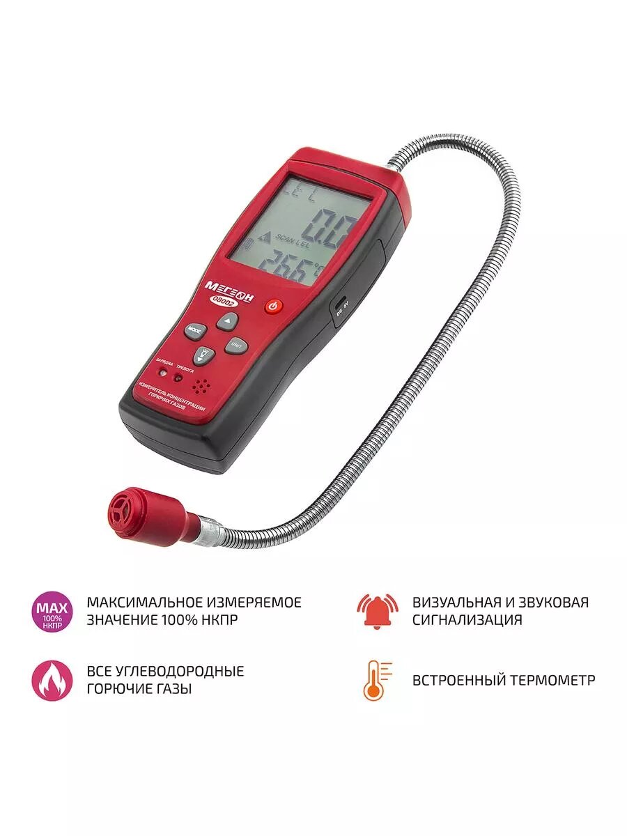 Измеритель концентрации горючих газов мегеон 08002