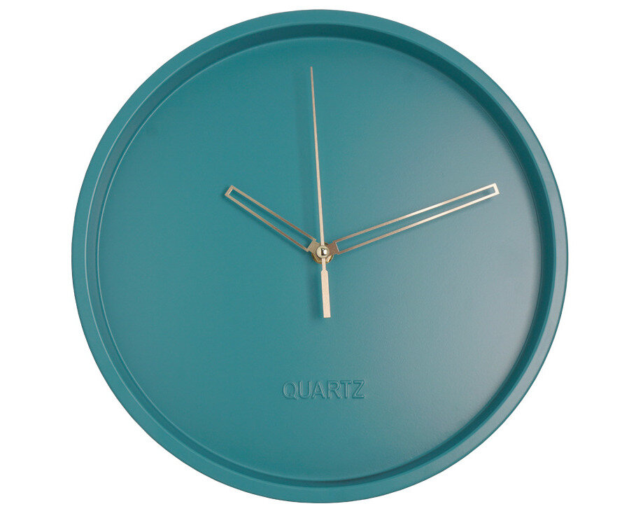 Темно-синий металлический настенный часы, бесшумный кварцевый механизм, 12 дюймов