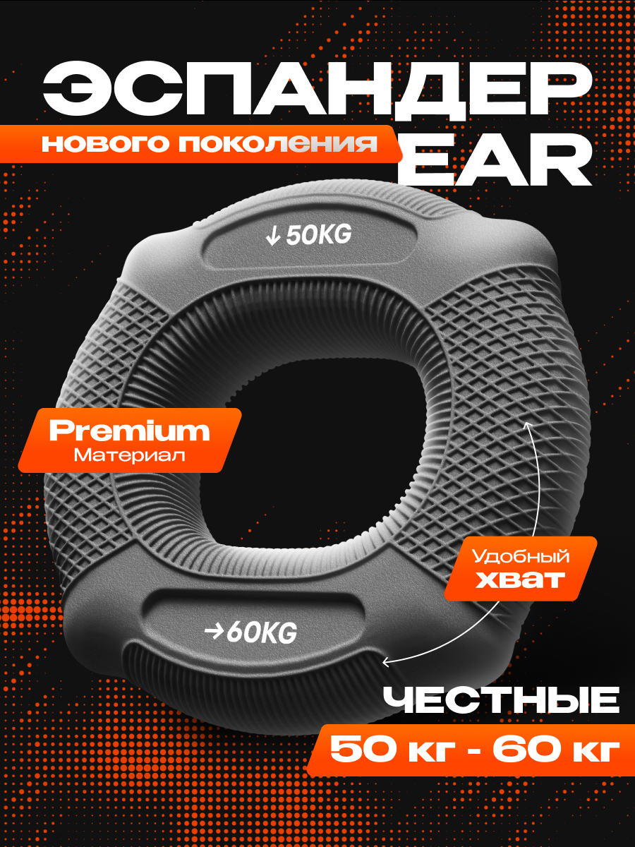 Нагрузка - 50кг - 60кг эспандер кистевой FITFILIP, модель EAR