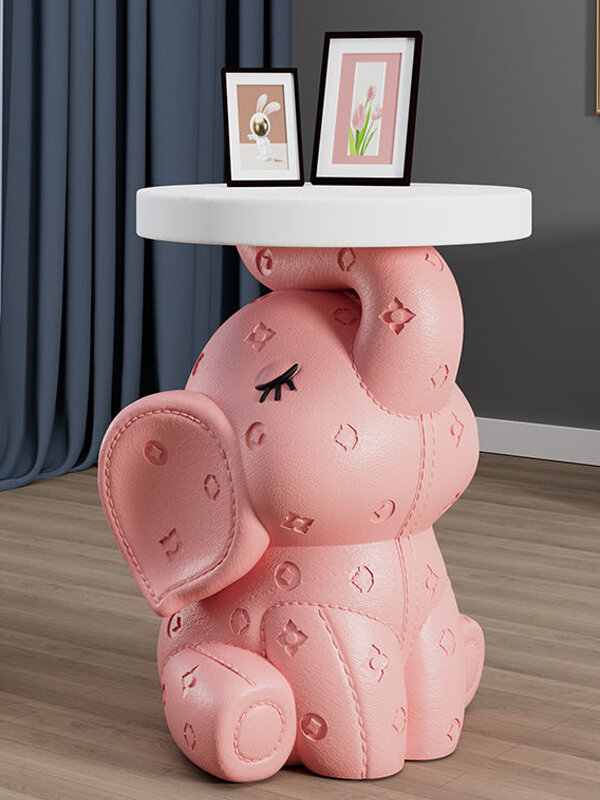 Декоративный журнальный столик со слоненком в кремовом стиле, бытовой приставной столик