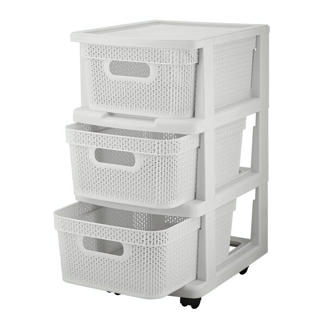 Комод с корзинами на колесиках, 37х30х52см, белое облако, компактный для хранения