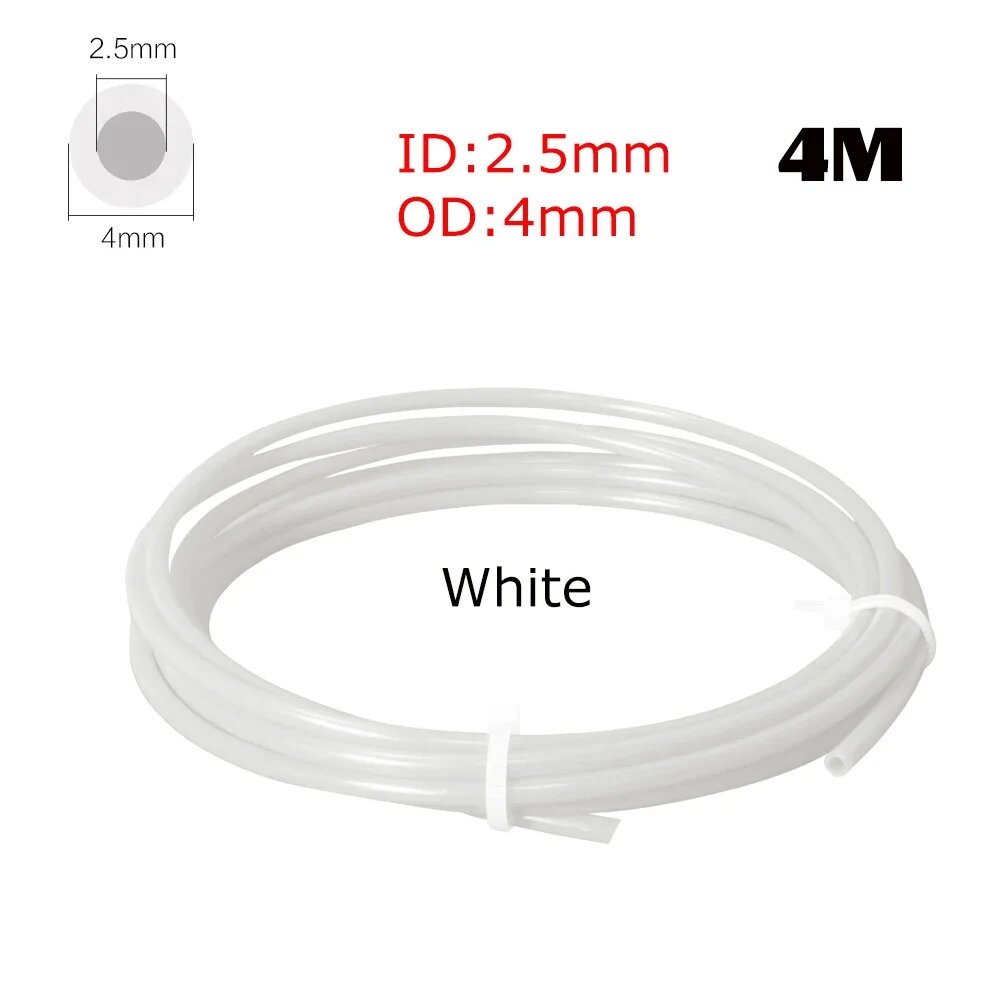 PTFE трубка 2.5/4 мм, белая, 4M