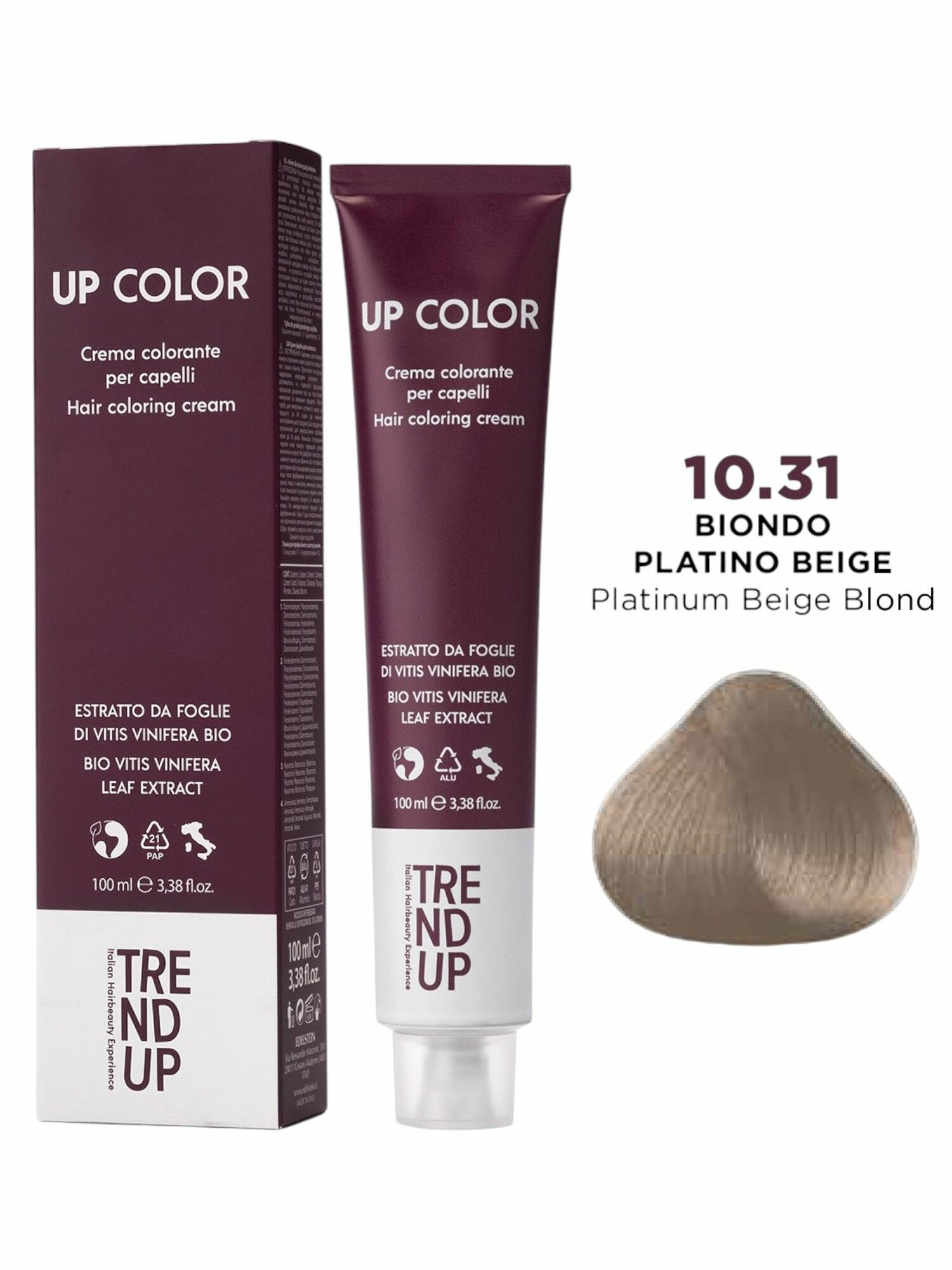 Краска для волос, 10.31 Платиновый блондин золотисто-пепельный, Профессиональная, TREND UP UP COLOR, 100 мл