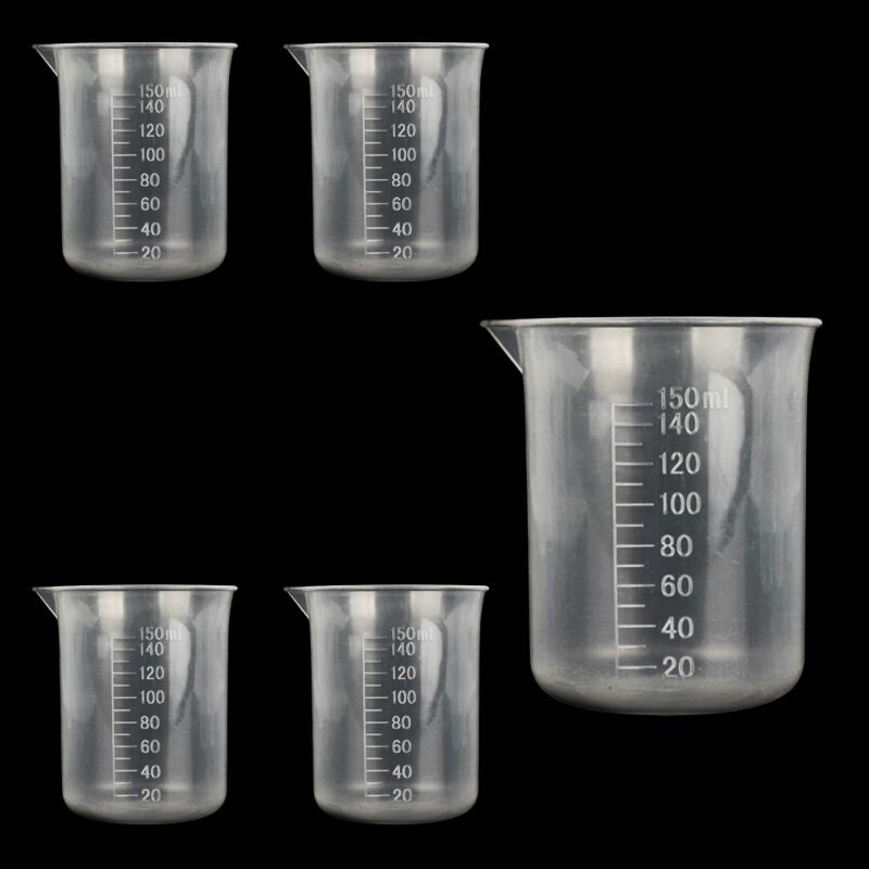 5 шт. Прозрачные мерные стаканы с шкалой, 150ml