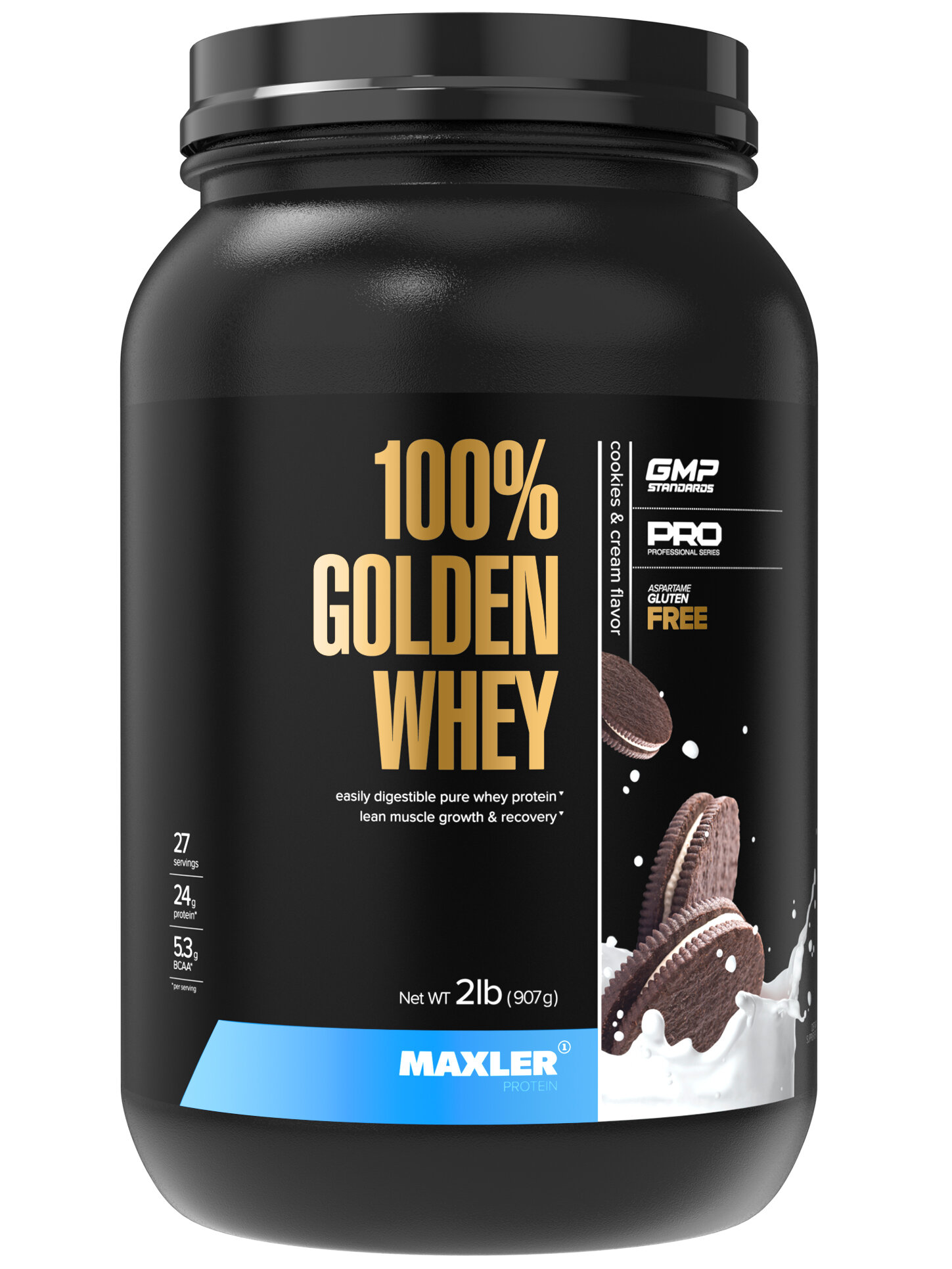 Сывороточный протеин Maxler 100% Golden Whey - 907 г (2lb), печенье-крем (27 порций)