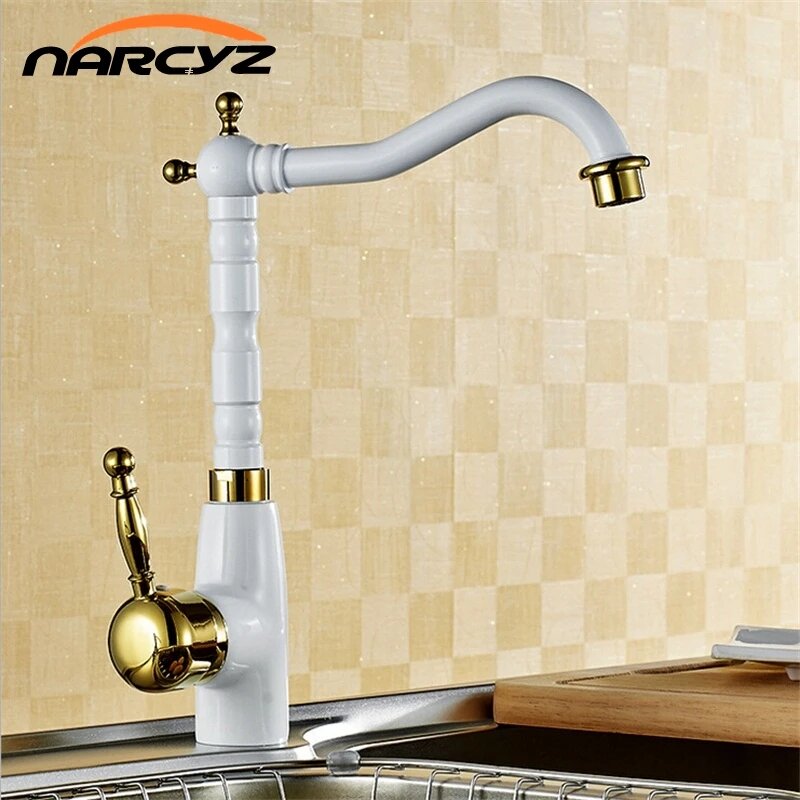 Смеситель для кухни W3022 латунный белый