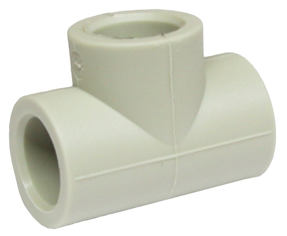 Тройник FV-Plast / ФВ-Пласт однозначный для труб, под сварку, полипропиленовый, серый, диаметром 20мм / водоснабжение