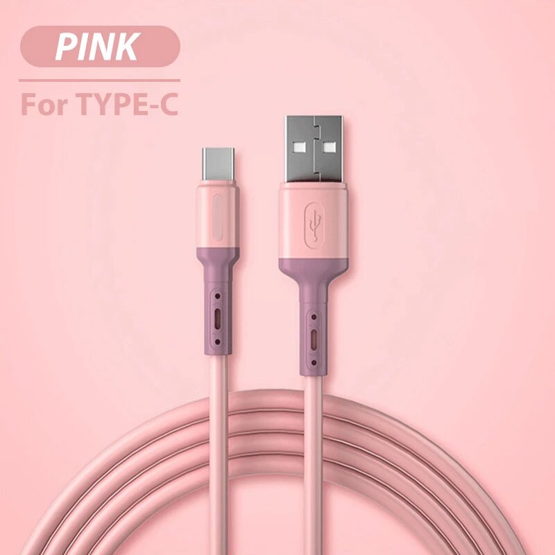 USB-C кабель Pink 1m, 3A, для быстрой зарядки