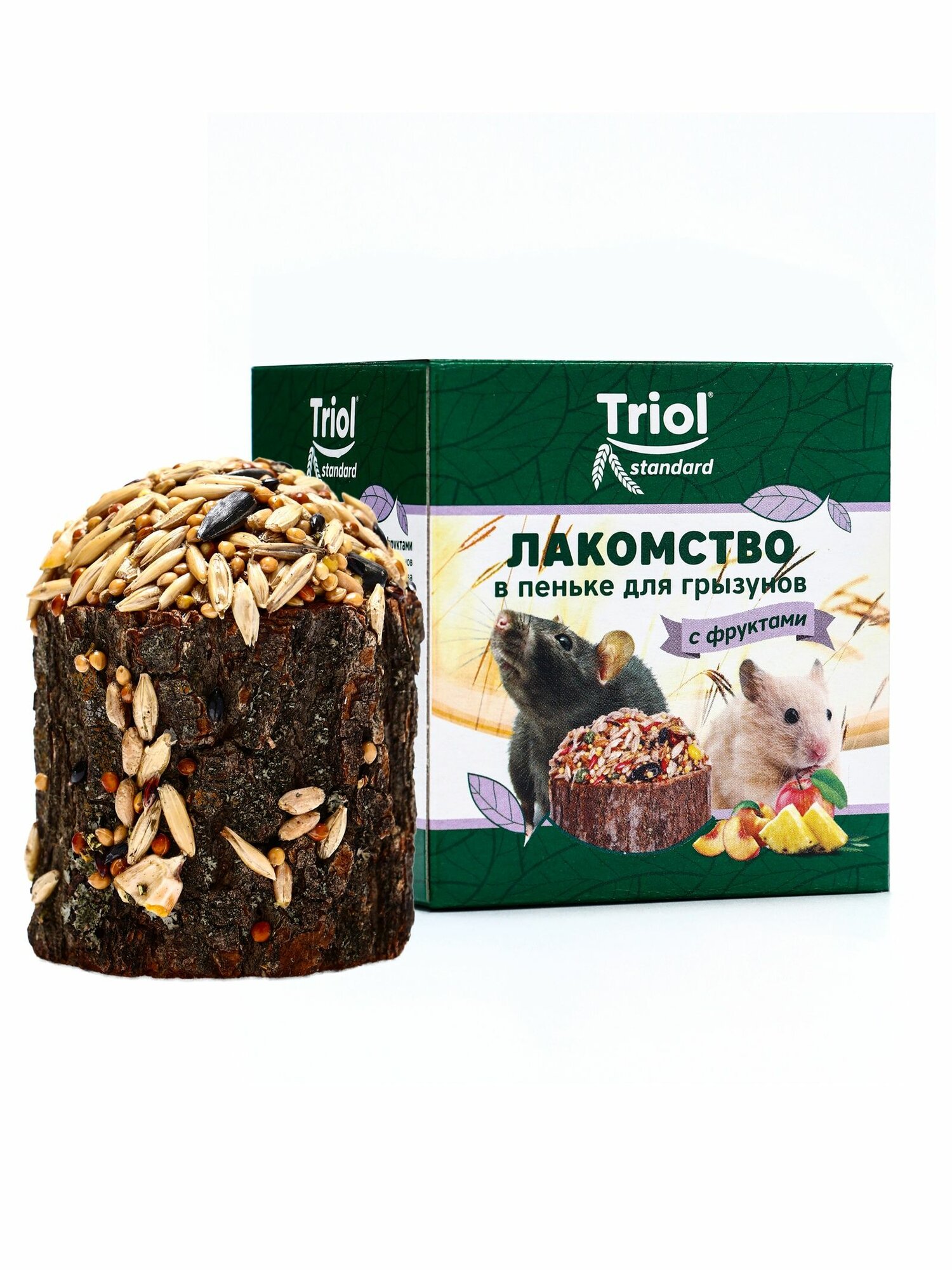 Лакомство "Triol" в пеньке для грызунов с фруктами, 70г