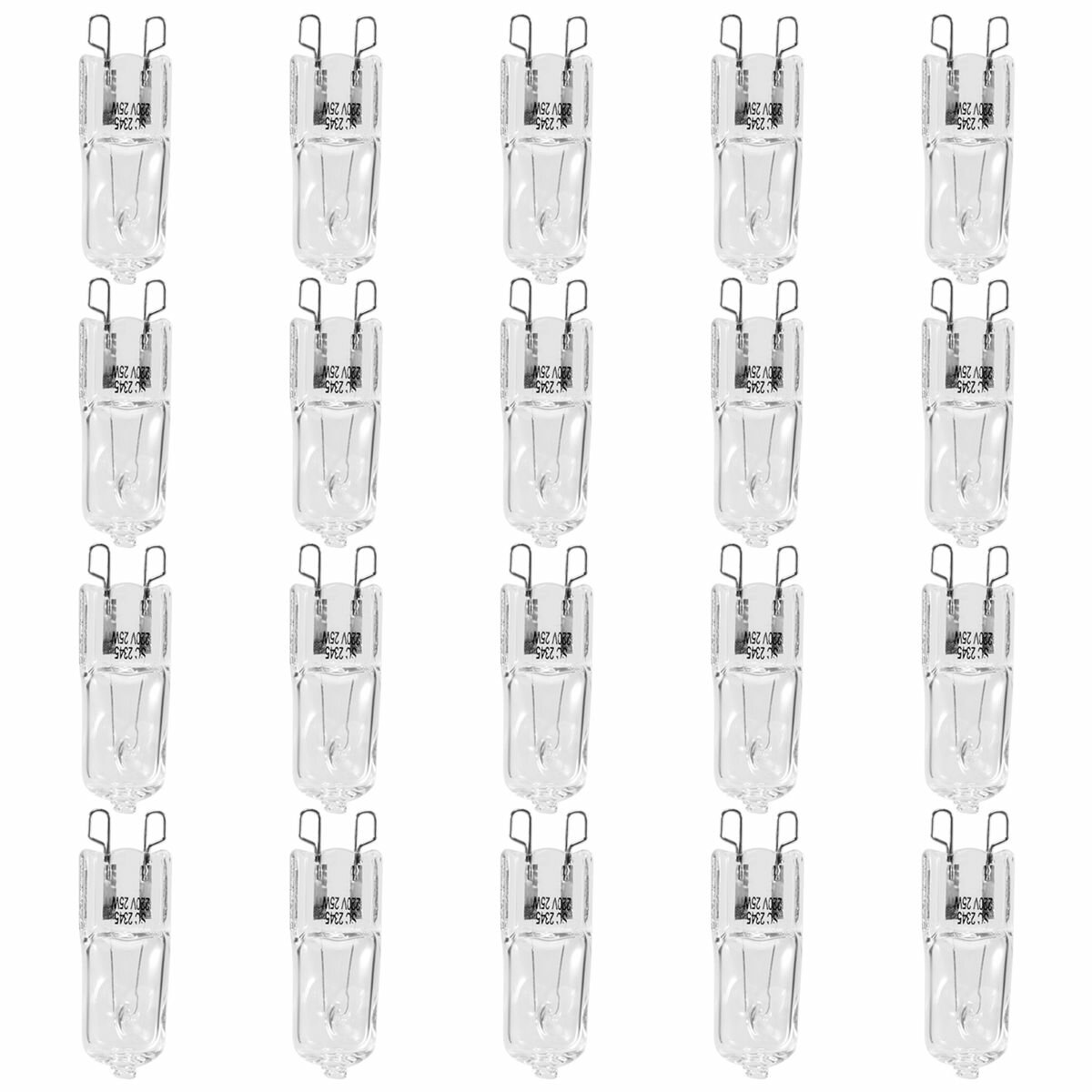 Галогенные лампочки G9, 20 шт, прозрачные галогенные лампы 25 Вт с регулируемой яркостью, теплый белый 2800 К для люстр, подвесок, ландшафтных светильников