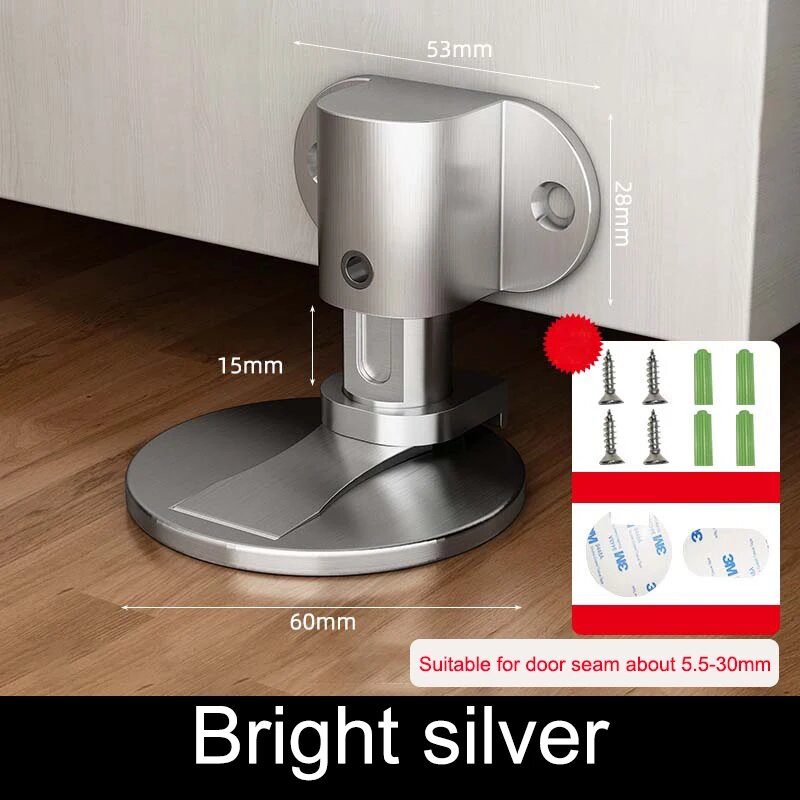 Магнитный дверной стопор из нержавеющей стали Bright silver