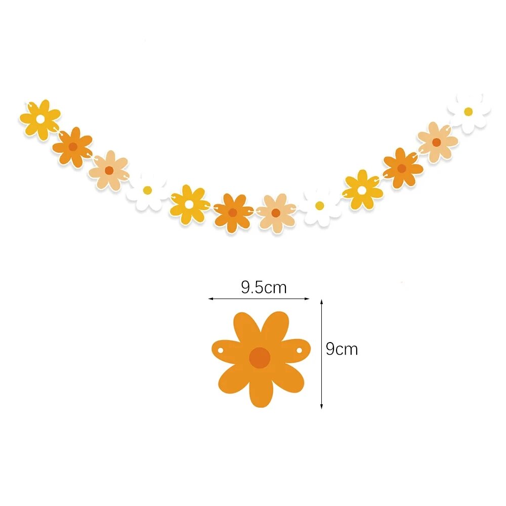 Бумажная гирлянда с цветами ромашек для детского праздника 3m O