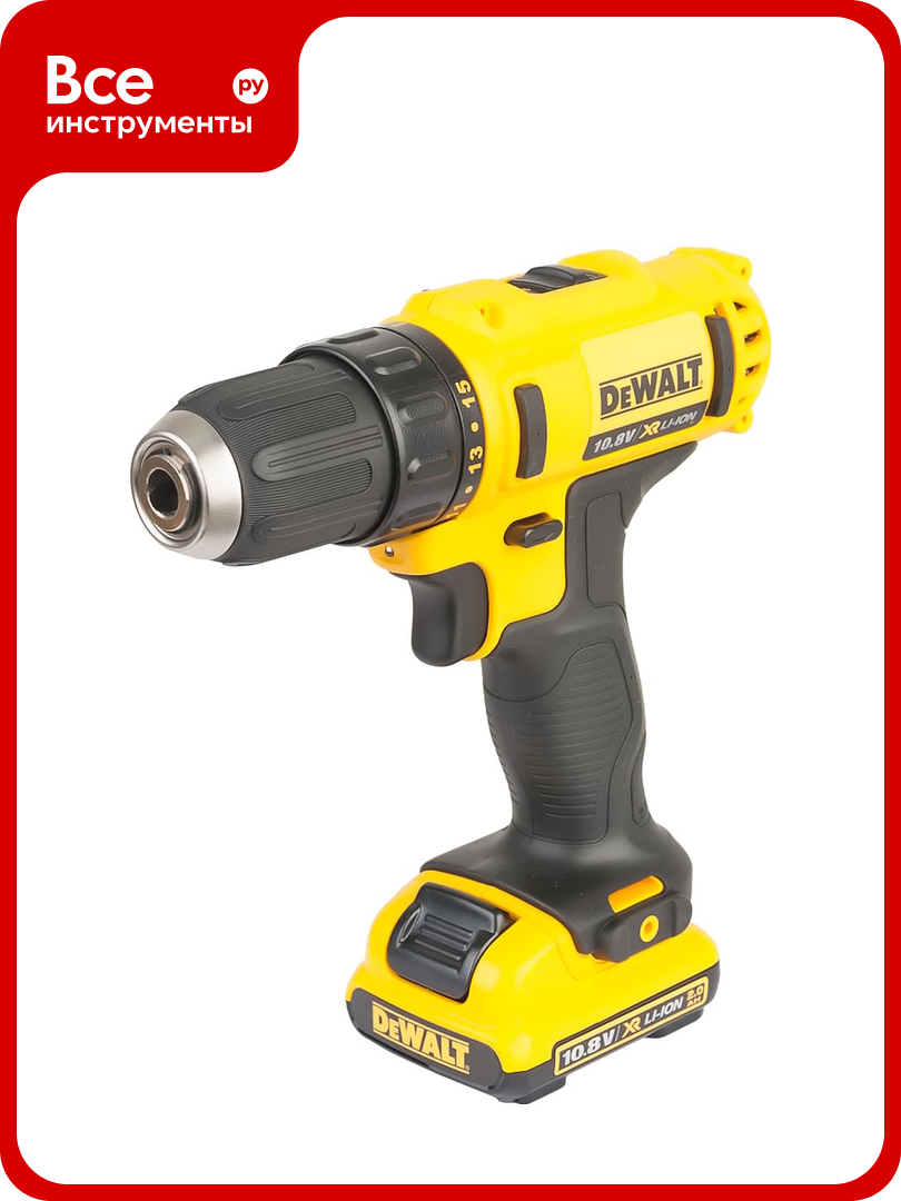 Аккумуляторная дрель-шуруповерт DEWALT DCD 710 D2 с двумя скоростями и двумя аккумуляторами 2 Ач для удобства работы и высокой производительности