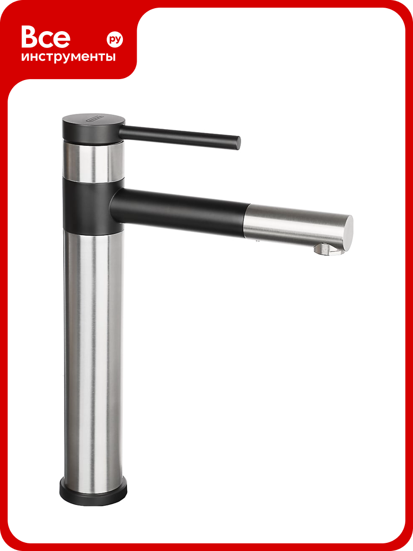 Смеситель для раковины СоюзКран высокий, поворотный, картридж 35 мм, нержавеющая сталь, черный SS02-M132 567-030, цвета