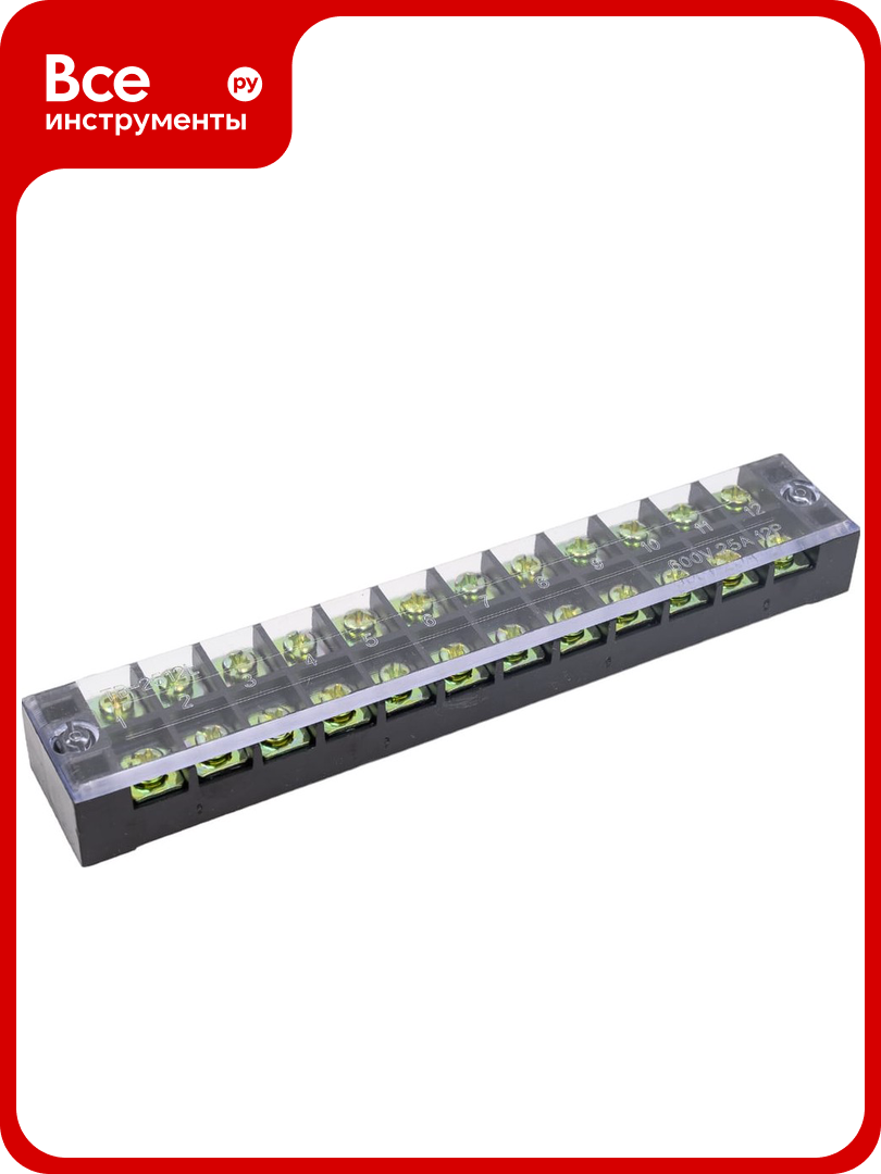 Блок зажимов Электротехник Тв-2512, 25а, 12 клеммных пар, ip30 ET522087