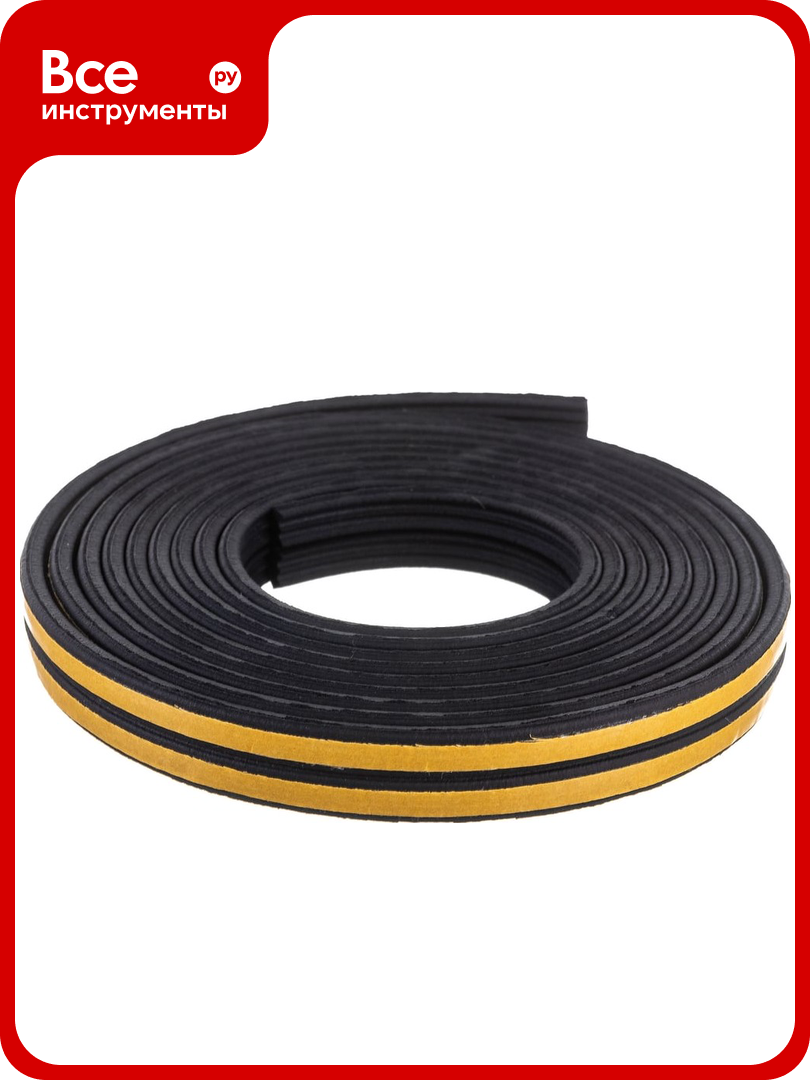 Самоклеящийся уплотнитель для дверей и окон ТДВ Е профиль, м, черный 9x4, для дверей и окон тдв е профиль