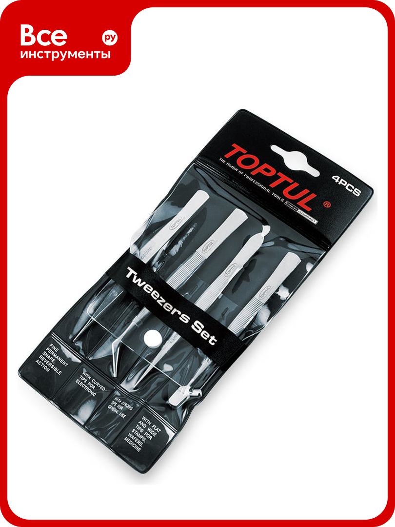 Набор пинцетов TOPTUL 4 предмета JGAA0401