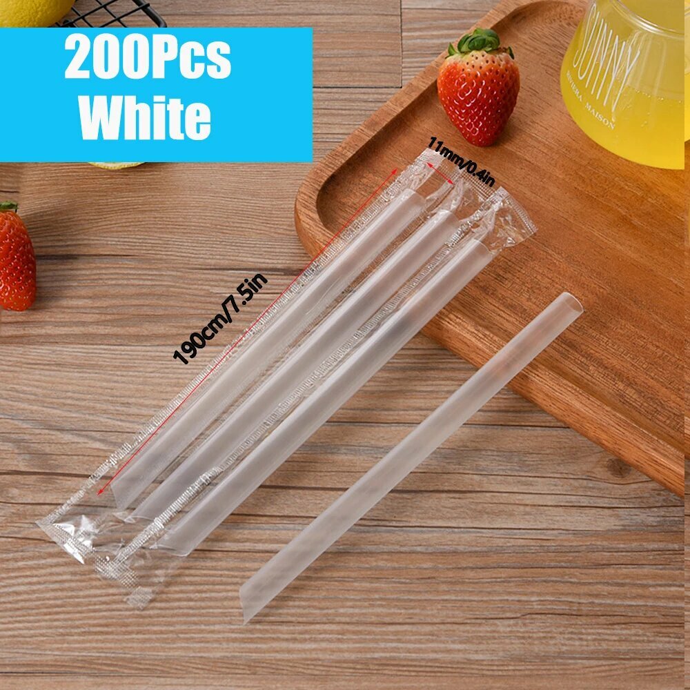 Белые соломинки для смузи ZOMASOU 200Pcs (11mm)White