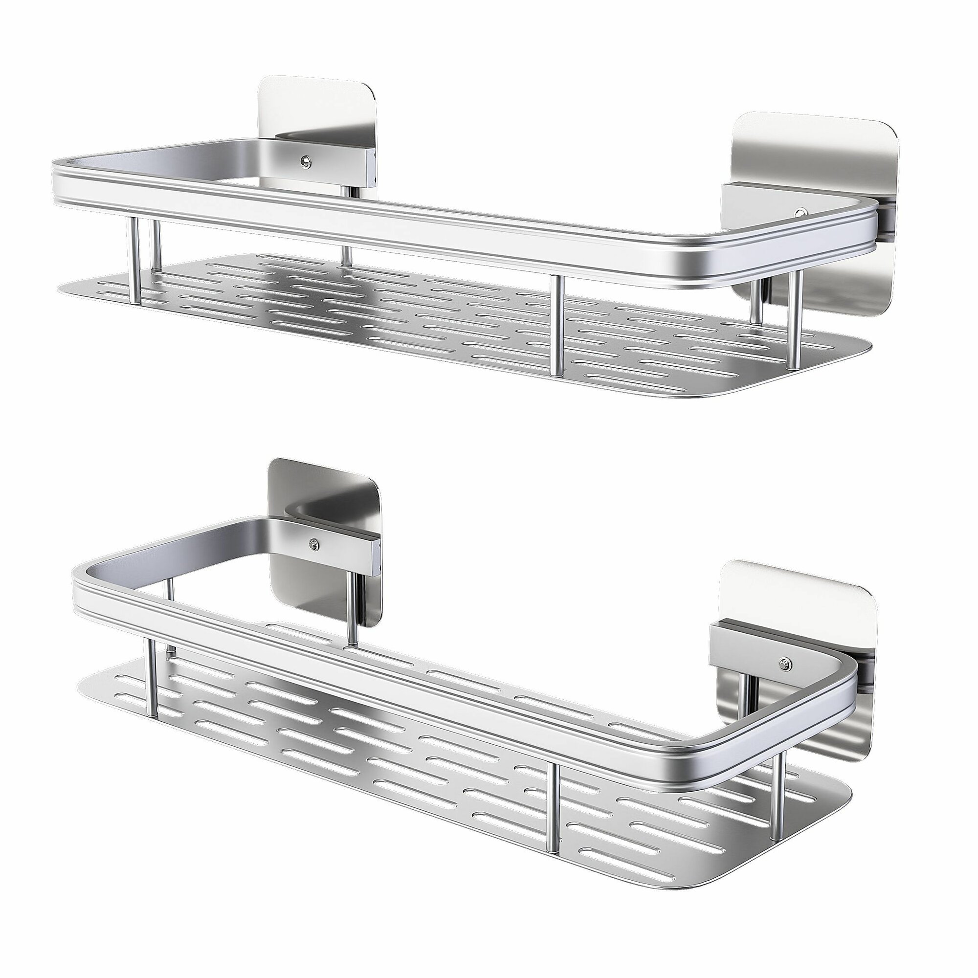 Полка настенная для ванной комнаты самоклеющаяся прямая / Держатель для душа на стену, в ванную / Набор 2 шт