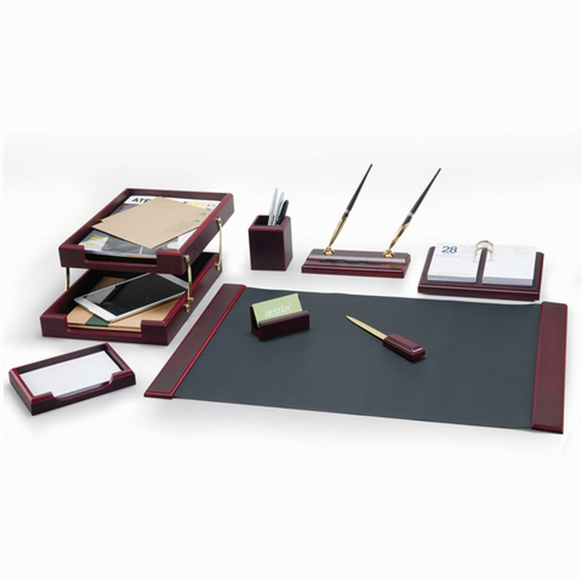 Настольный набор деревянный Bestar Titan (8 предметов) двойной лоток, красное дерево (236366)
