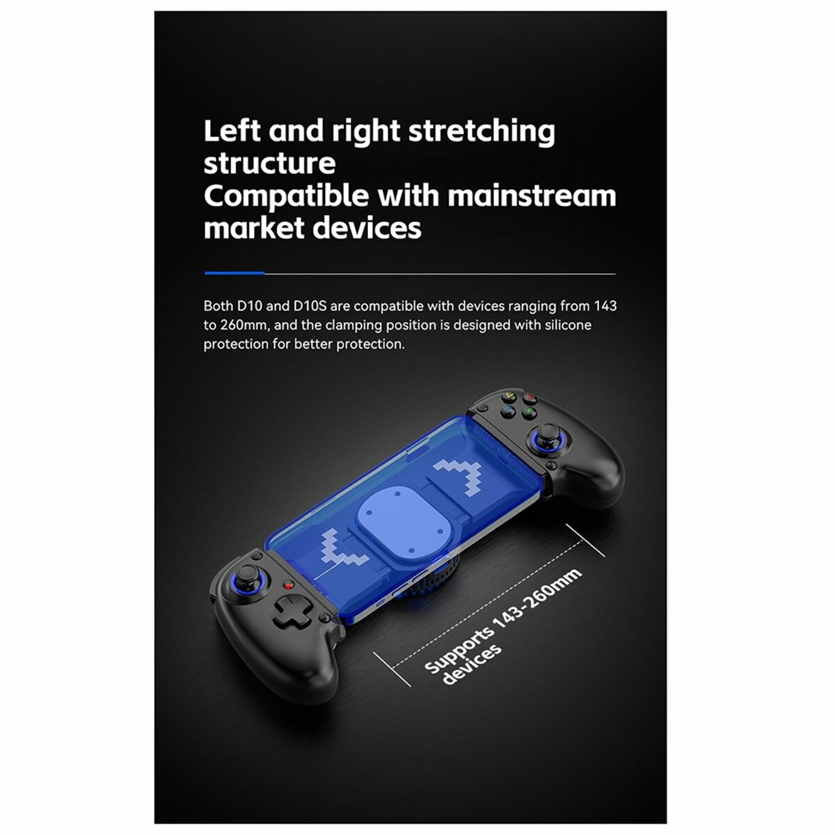 D10 Stretch Gamepad для Android IOS Tablet SwitchXBOX 400mAh Многофункциональный потоковый джойстик Белый