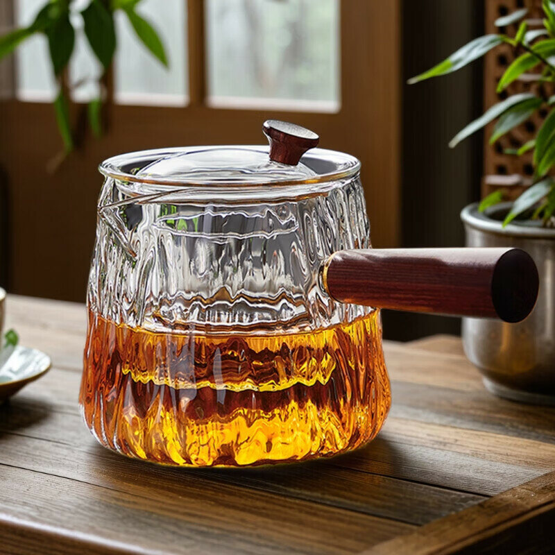 YIHUTEA Glass Tea Pot with Side Handle, Tea Water Separation, Suitable for Direct Fire Heating, New Electric Ceramic Stove Special Kung Fu Tea Set
