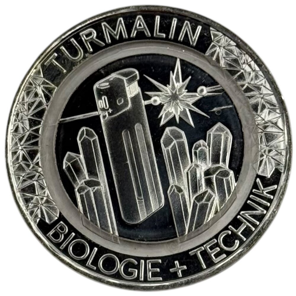 Германия, серебряный жетон "Турмалин. Биология + техника" 2011-2020 гг. (с сертиф.)