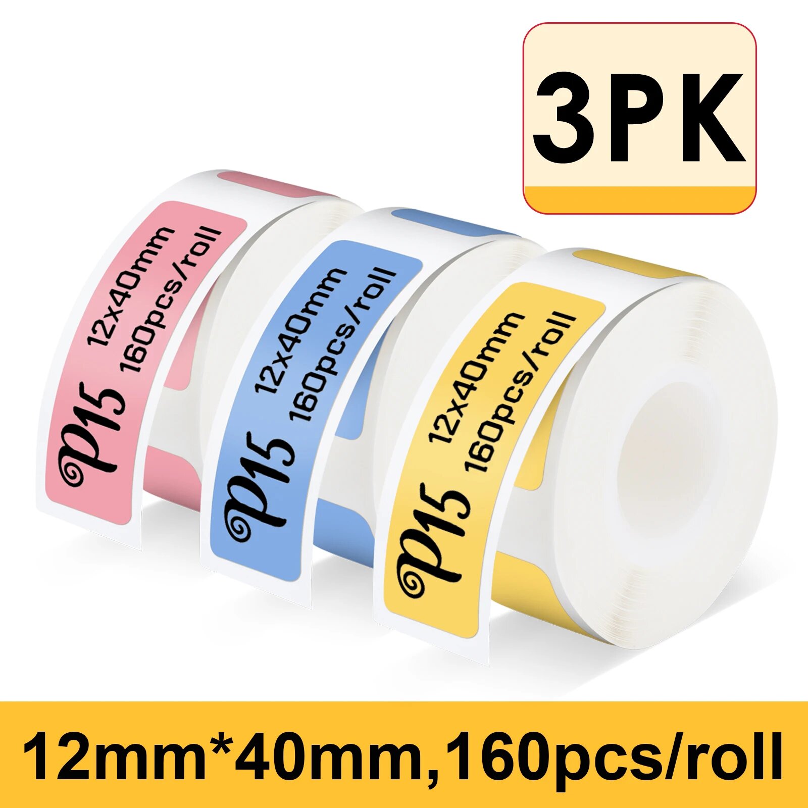 Портативный Bluetooth-принтер для этикеток P15, беспроводной термопринтер для этикеток, принтер без чернил, самодельная наклейка для этикеток, наклейка как Marklife P15 P12, 3PK-Mixed Colors