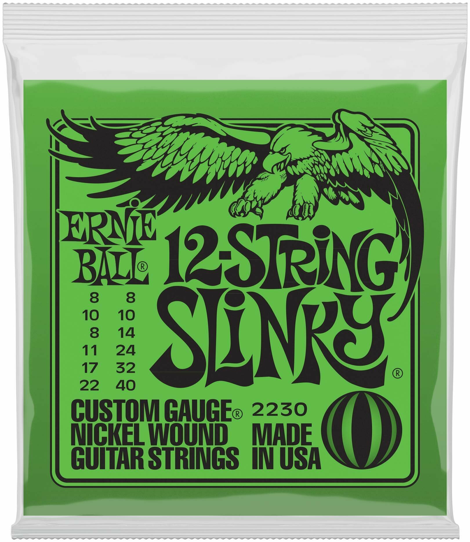 ERNIE BALL 2230 Nickel Wound Slinky 8-40 - Струны для электрогитары 12-струнной