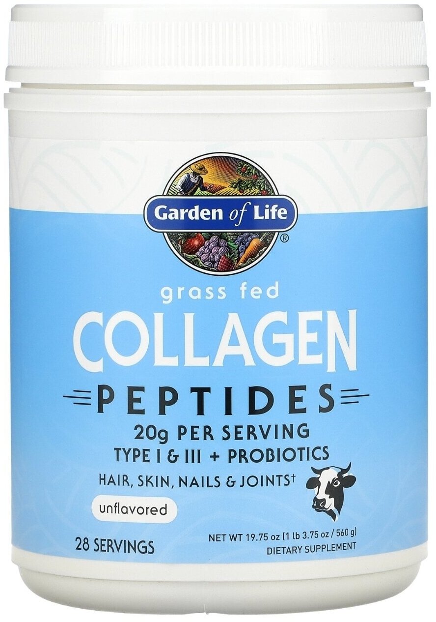 Garden of Life Grass Fed Collagen Peptides (экологически чистые пептиды коллагена) без вкусовых добавок 560 г