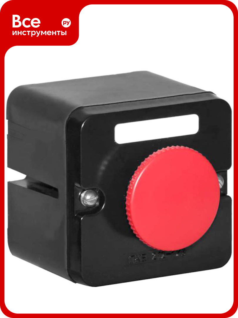 Пост управления Электротехник Пке 222-1 у2, 10а, 660в, 1 элемент, красный гриб, накладной, ip54, ET519072, серый, 660 В